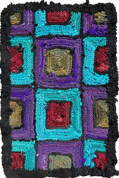 Purple Turquoise Olive Ruby Knitted Rug, 52" x 34" – Karen Tiede Studio